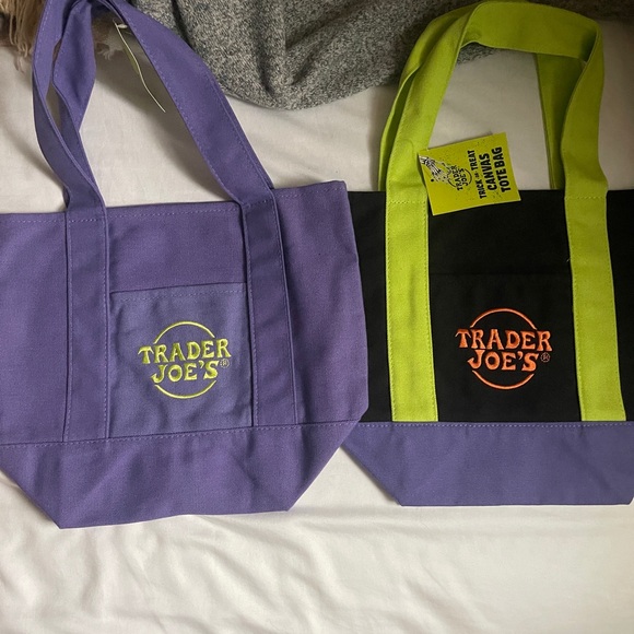 Trader Joe'S | Bags | Trader Joes Purple And Black Tote Bags | Poshmark
